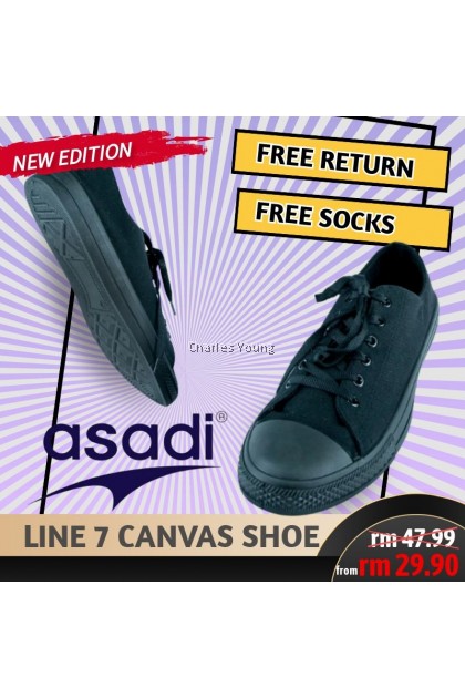 100% Original Asadi 6557 Black Shoe | Kasut Sekolah Asadi Hitam