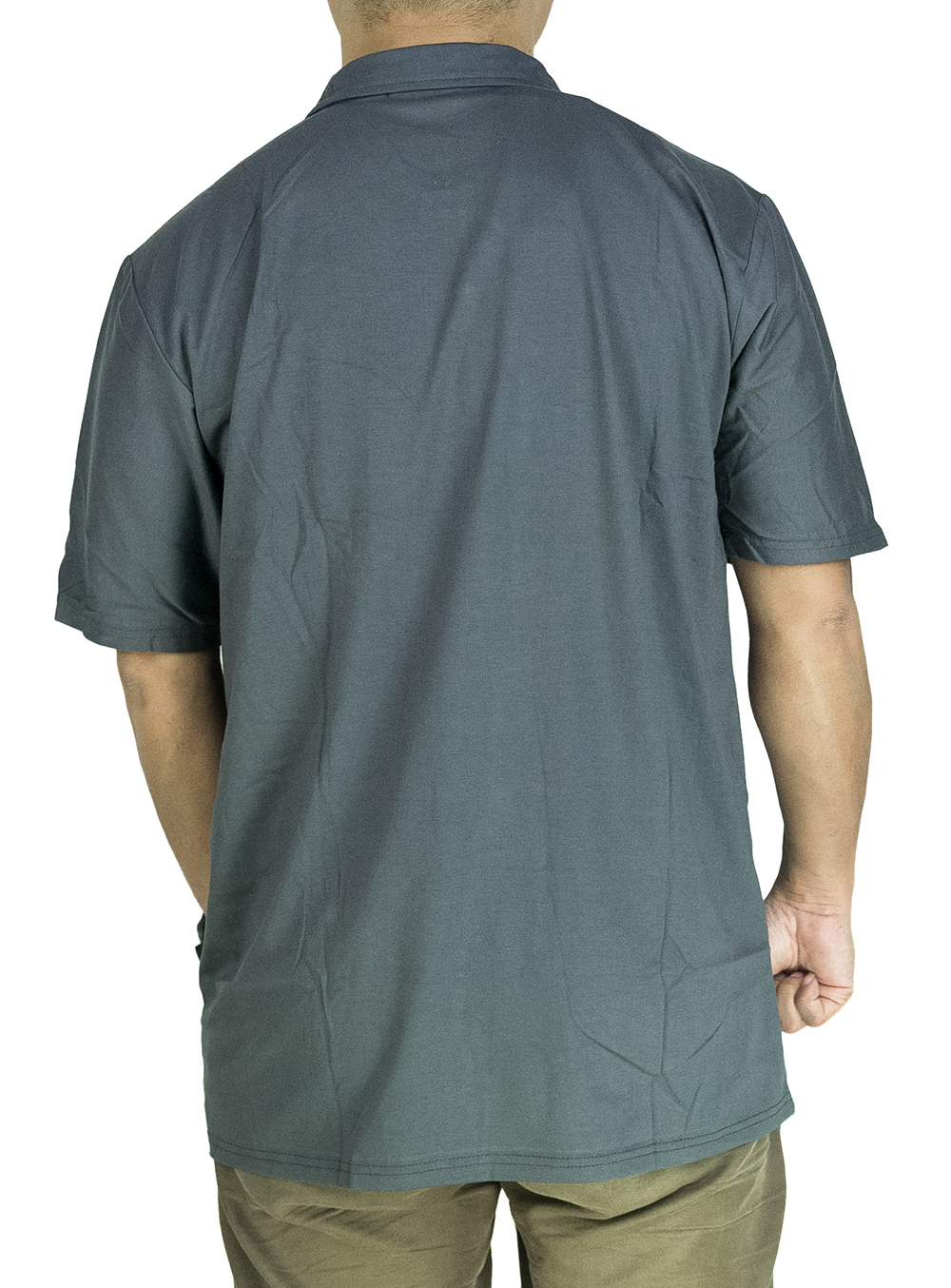 CY 64841 [ BLACK / GREY ] MAN CASUAL POLO COLAR SHIRT BIG SIZE PLUS 5XL ...